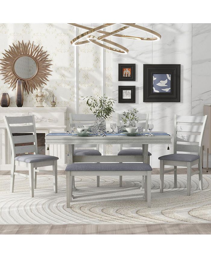 Simplie Fun 6-Piece Retro Dining Set with Unique Table & Chairs - Macy's