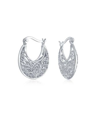 Bling Jewelry Boho Bohemian Bali Floral Open Wire Medium 3D Scroll ...