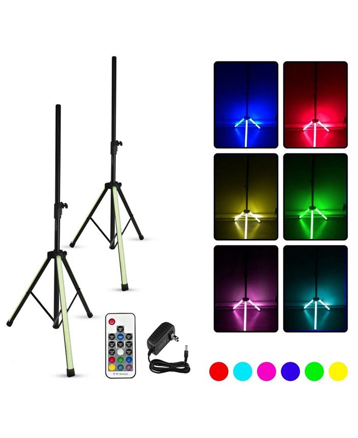 5 Core Speaker Stand Pair w RGB Tripod Heavy Duty Adjustable Up to 72 ...