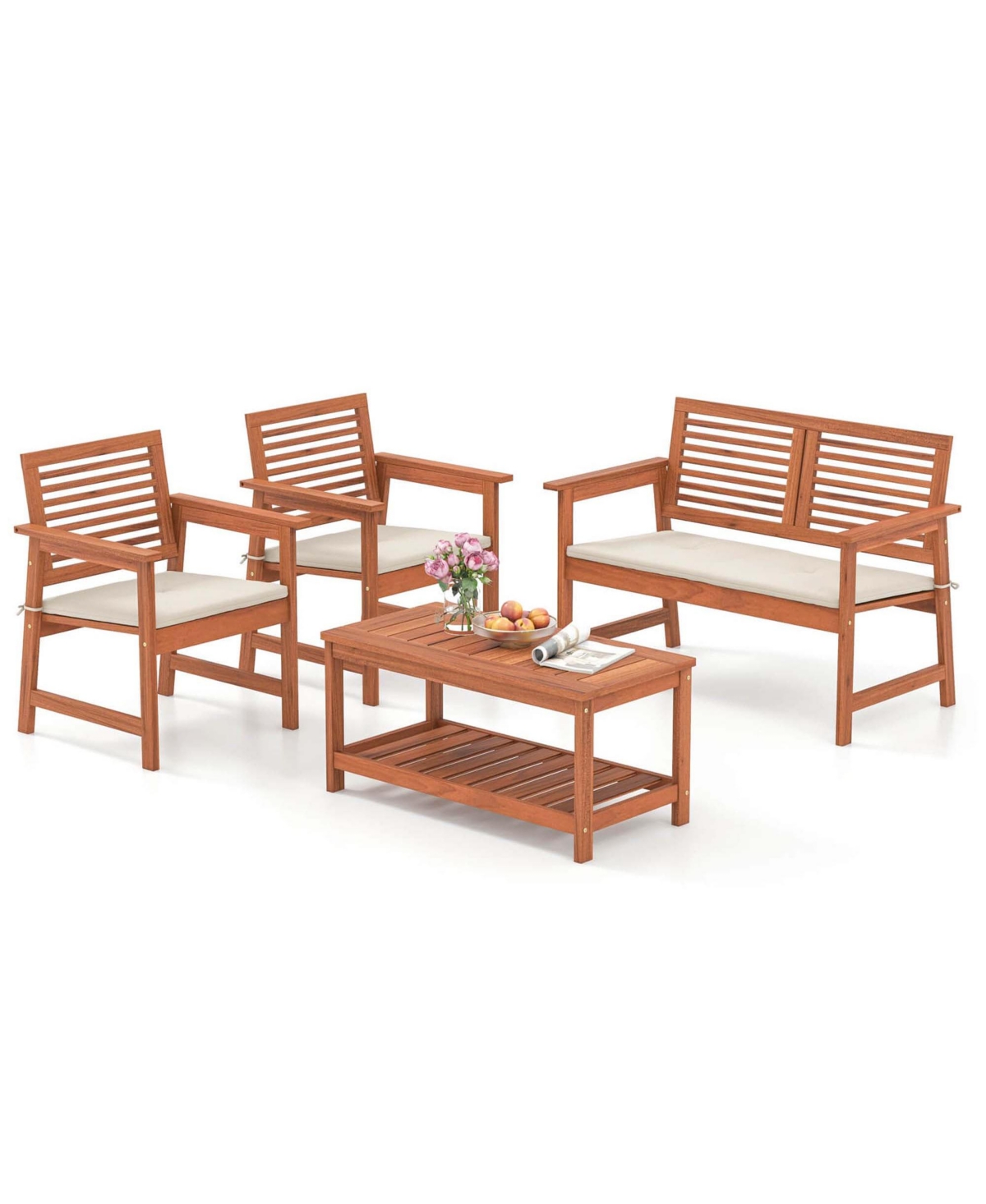 Click here for 4 Pcs Patio Conversation Set with Soft Seat Cushio... prices