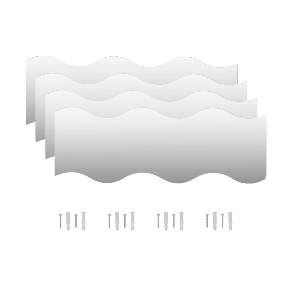 Click here for vidaXL Wall Mirrors 4 pcs 23.6x7.3 Wave Glass - Si... prices