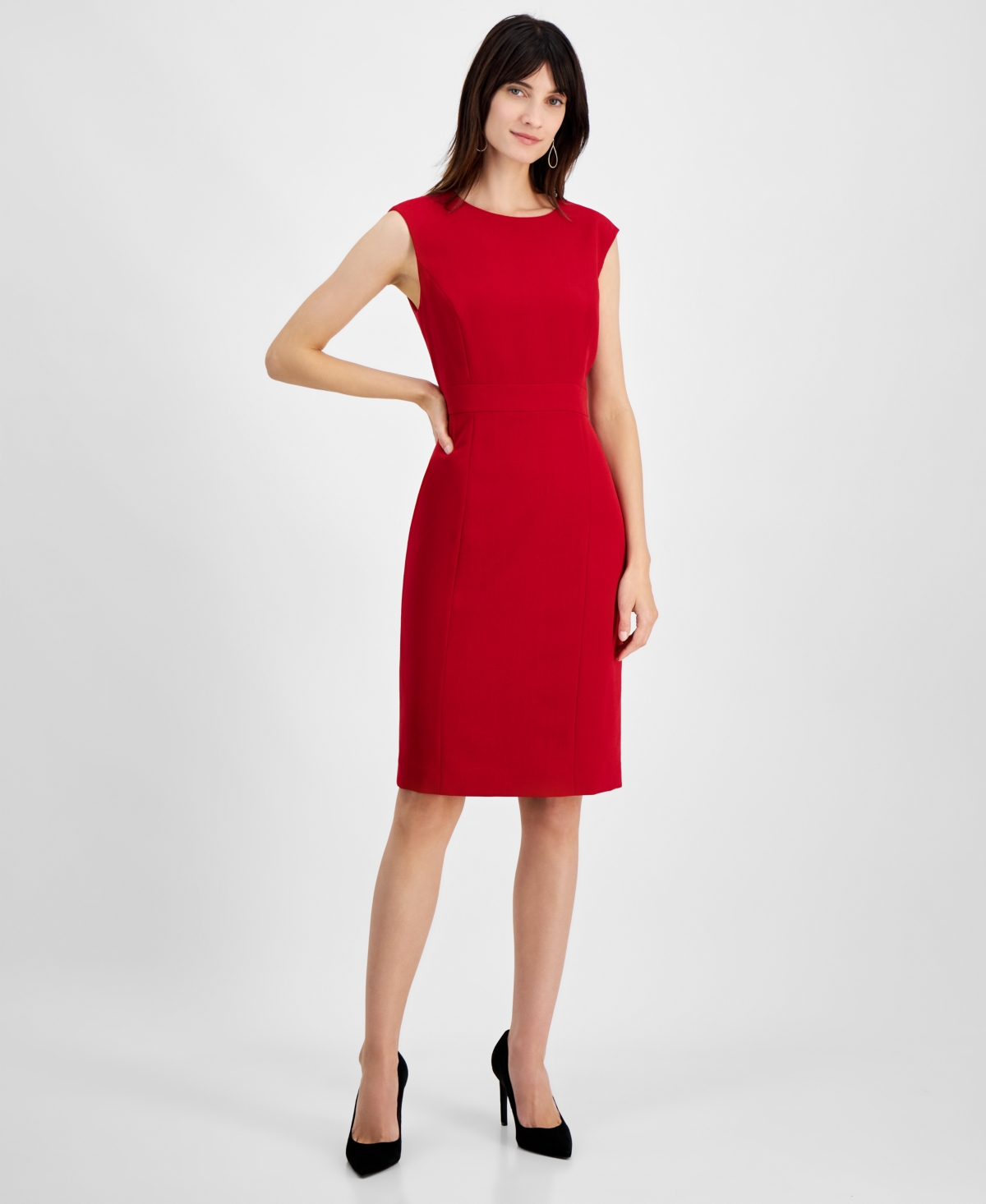 Click here for Kasper Womens Sleeveless Seamed Waist Sheath Dress... prices