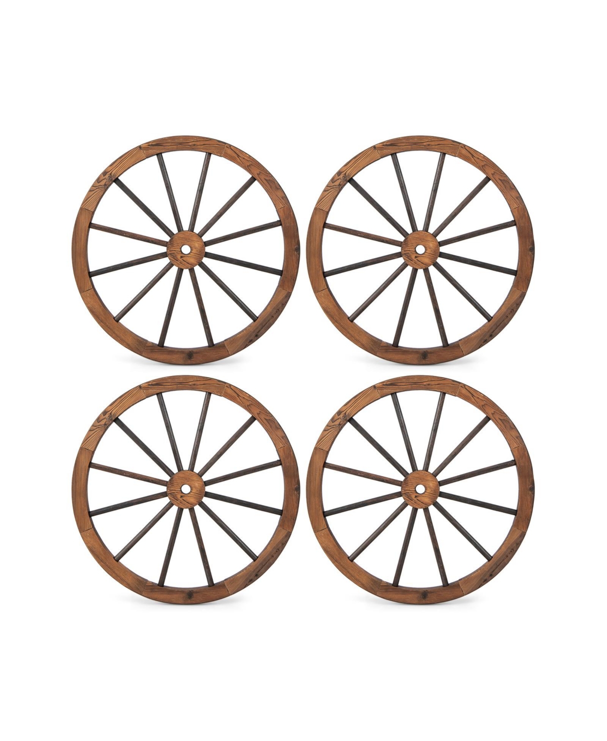 Click here for Slickblue Set of 4 Decorative Wooden Wagon Wheels... prices