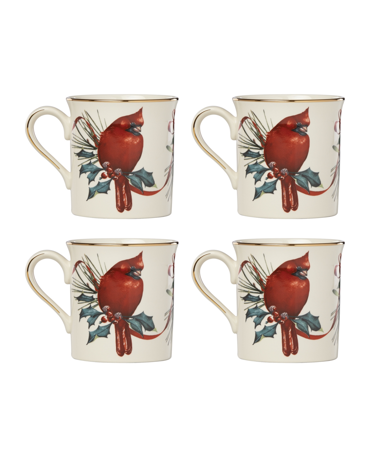 Click here for Lenox Winter Greetings Cardinal Mugs  Set of 4 - R... prices