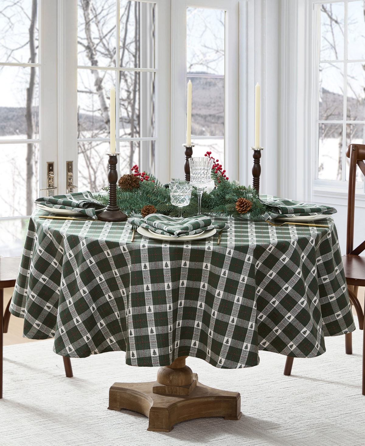 Click here for Elrene Sherwood Tree Dobby Cotton Round Tablecloth... prices