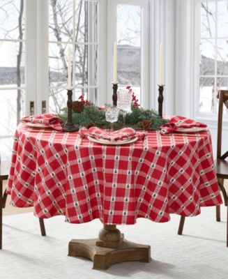 Elrene Sherwood Tree Dobby Cotton Round Tablecloth, 70"x 70" - Macy's