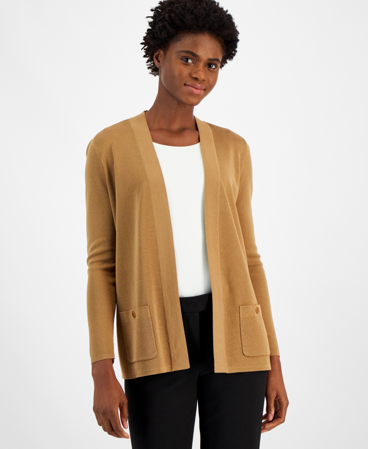Click here for Anne Klein Petite Malibu Patch-Pocket Cardigan - V... prices