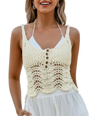 CUPSHE Women's Crochet Buttoned Cover-Up Top - Macy's