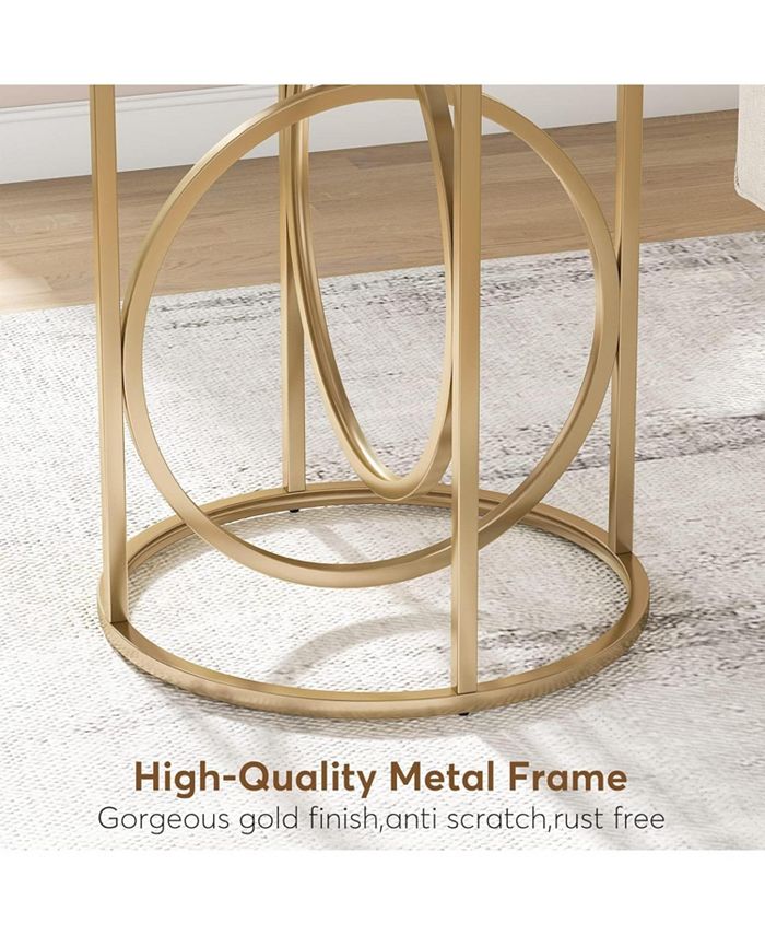 Tribesigns Modern Round End Table with Faux Marble White Top, 20”Sofa ...