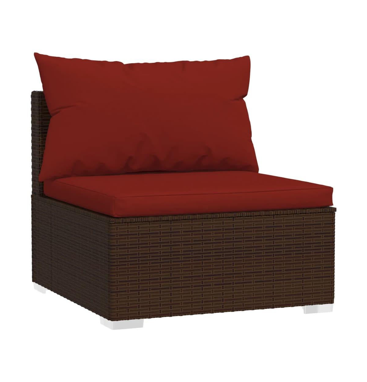 Click here for vidaXL Patio Middle Sofa with Cushions Brown Poly... prices