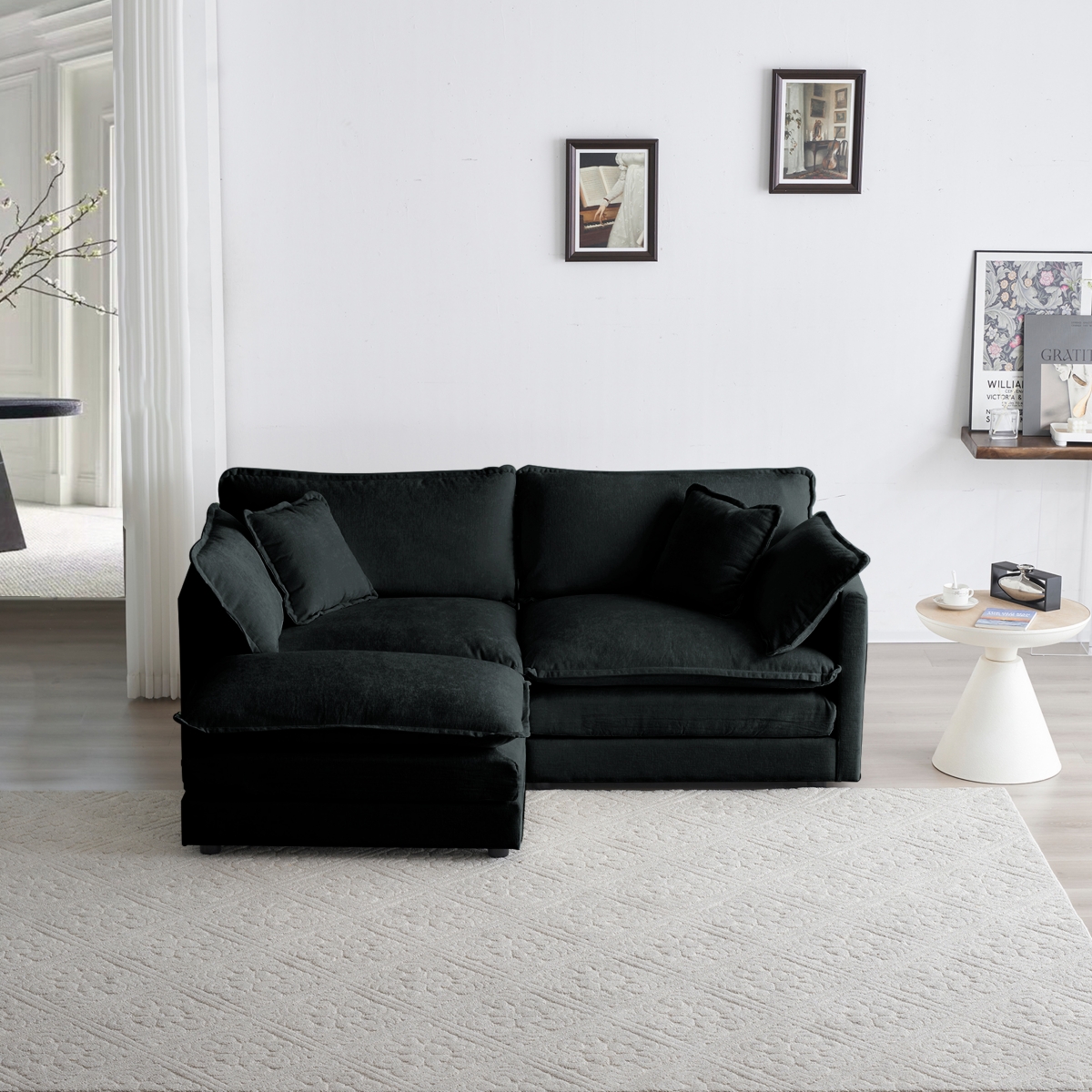 Click here for Streamdale Furniture Black Chenille L-Shaped Secti... prices