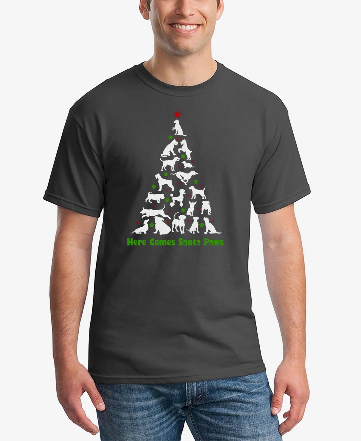 Click here for La Pop Art Mens Here Comes Santa Paws Word Art T-S... prices