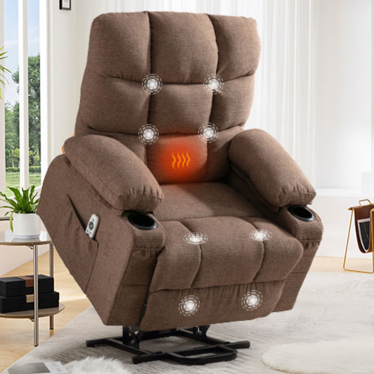 Click here for Massage & Power Lift Recliner for Elderly - Brown prices