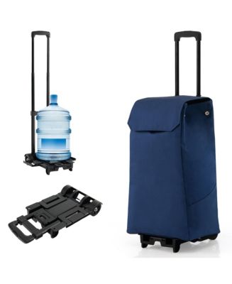 Costway Foldable Shopping Cart with Wheels and 38L Detachable Shopping ...