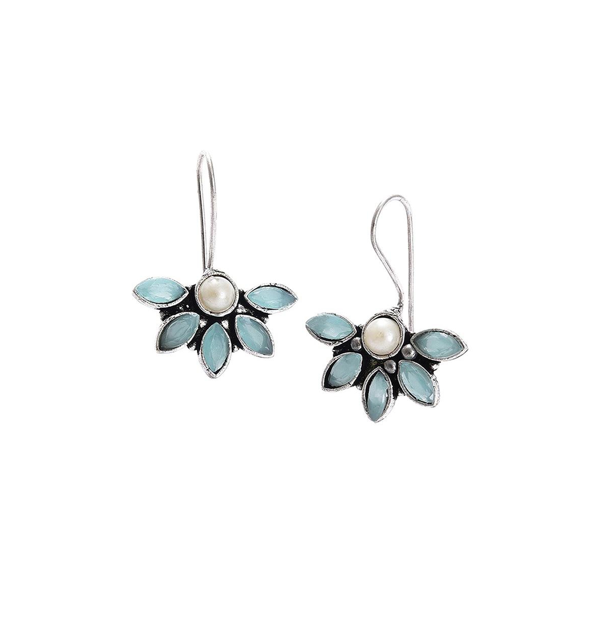 Click here for Sohi Womens Flower Drop Earrings - Blue prices