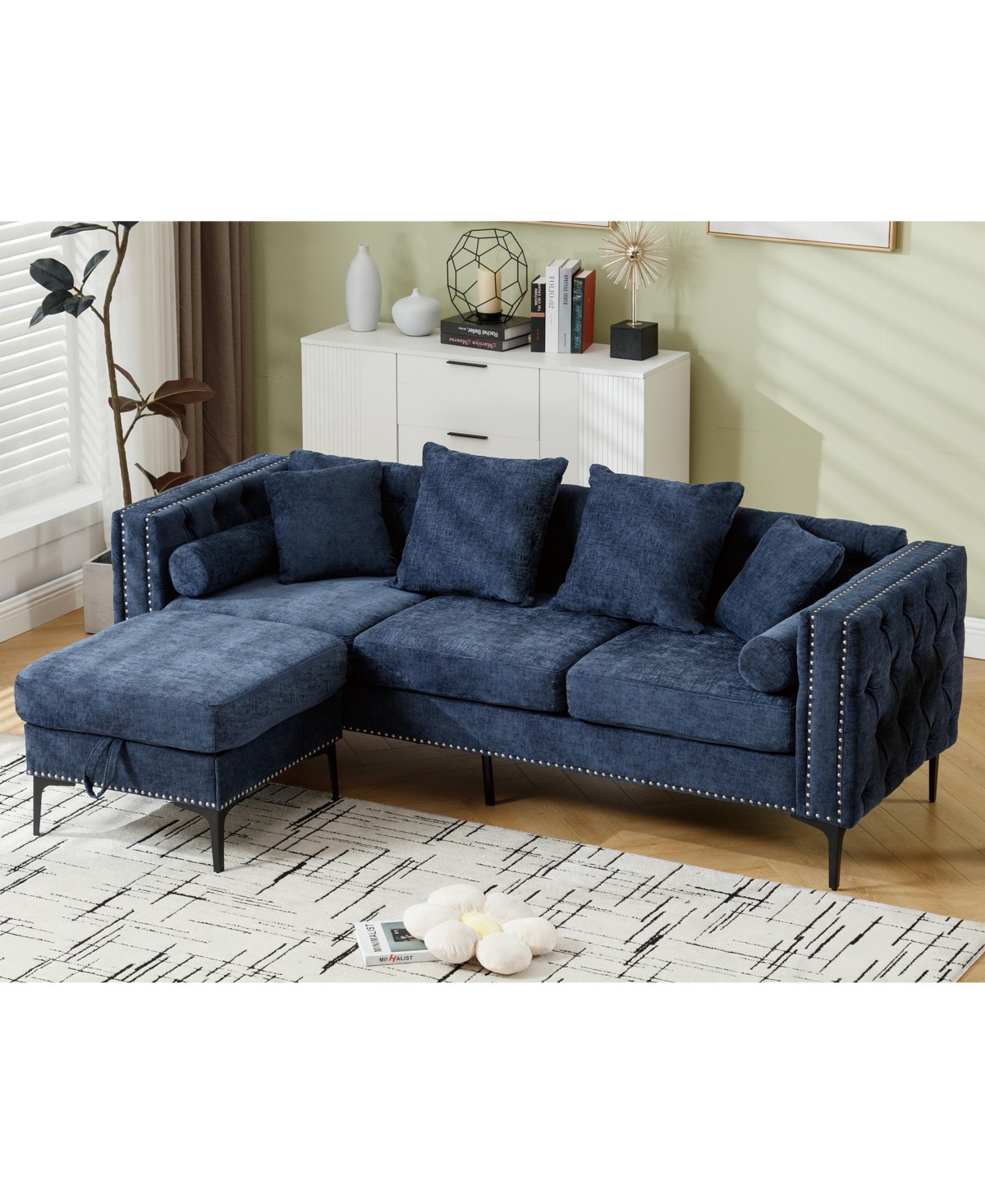 Click here for Streamdale Furniture Blue Chenille L-Sectional Sof... prices