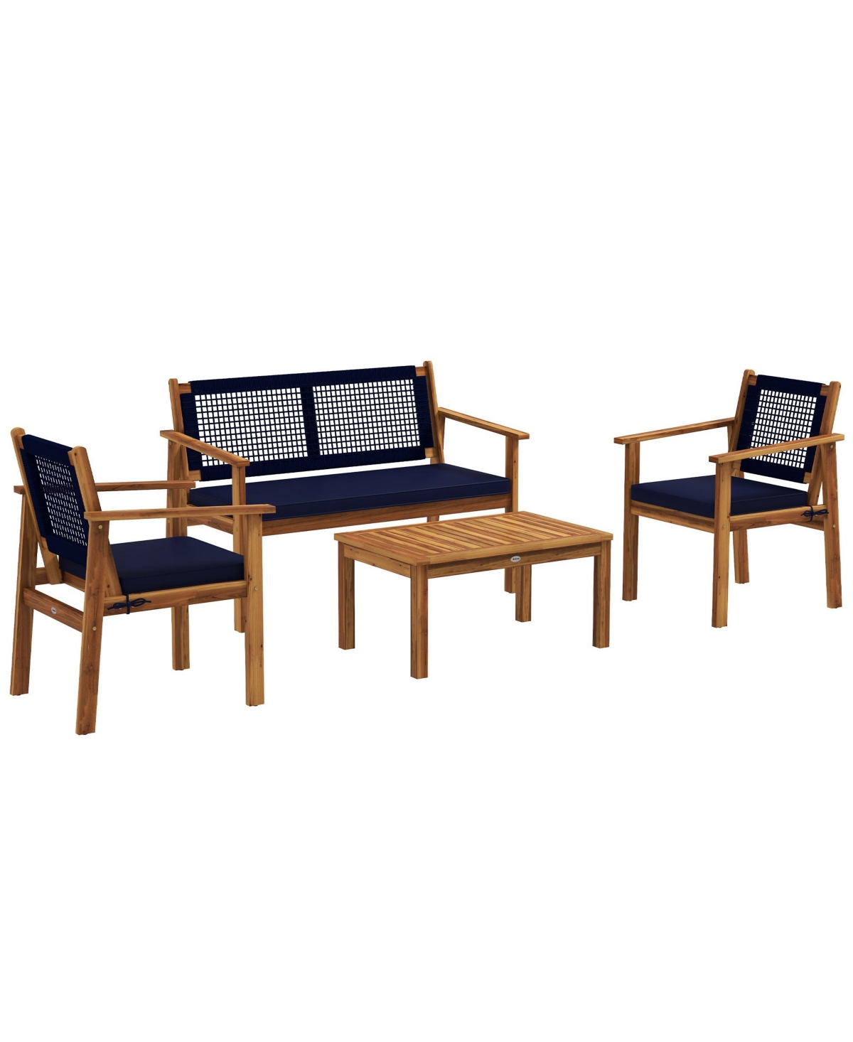 Click here for Outsunny 4pc Wood Outdoor Patio Furniture Set with... prices