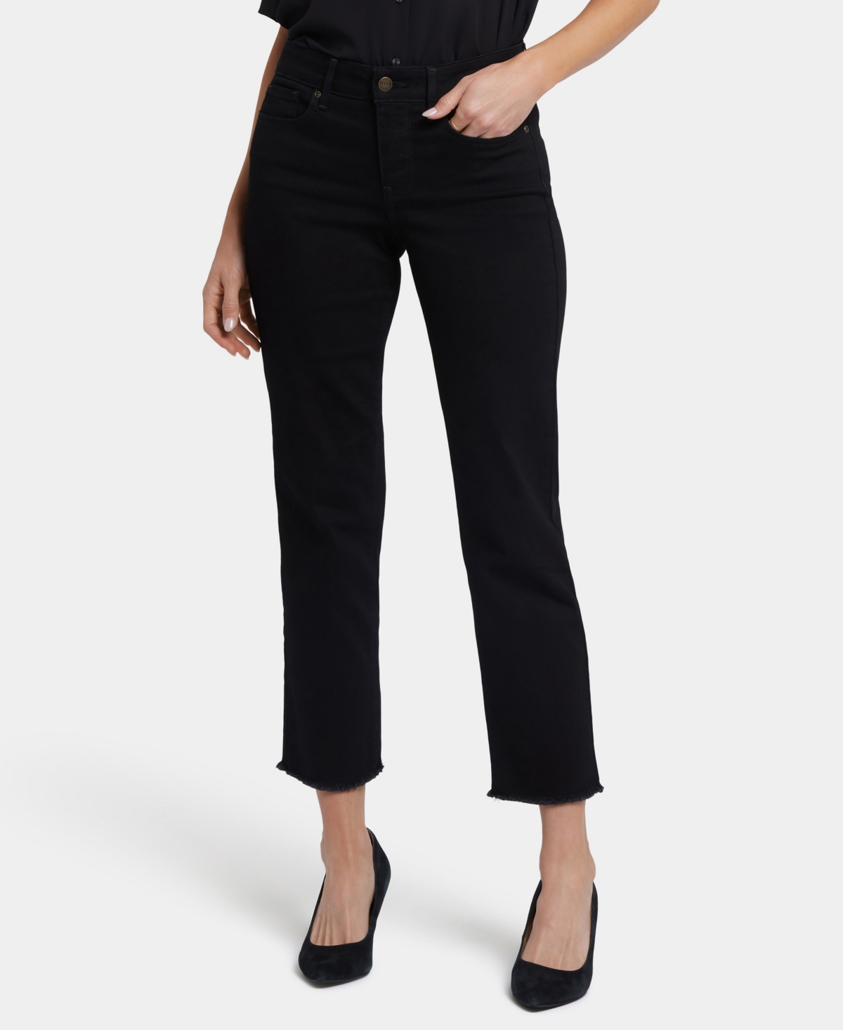 Click here for Nydj Womens Marilyn Ankle Frayed Hems Jeans - Blac... prices