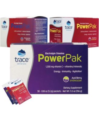Trace Minerals Power Pak Electrolyte Powder Packets | 1200 mg Vitamin C ...