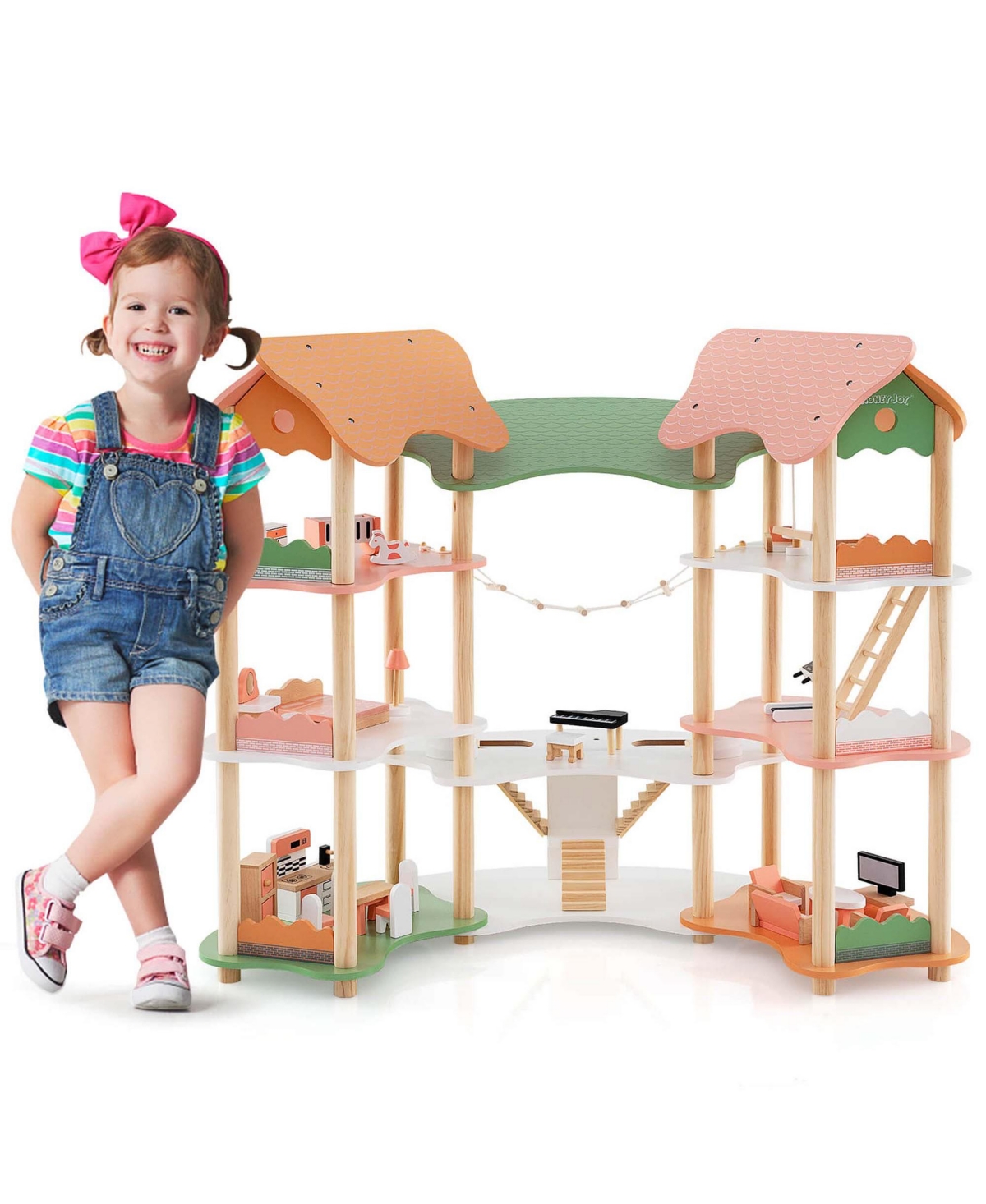 Click here for Kids Wooden Dollhouse Aged 3-8 Years Old with 32PC... prices