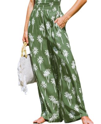 CUPSHE Women's Green Palm Tree Print Straight Leg Pants - Macy's