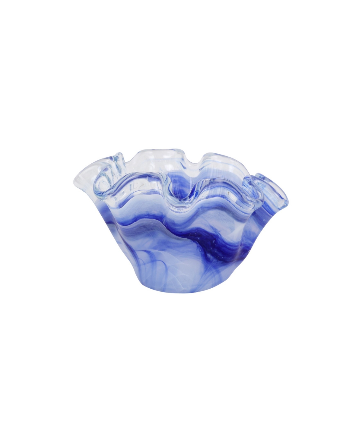 Click here for Vietri Onda Glass Petite Ruffled Bowl - Blue prices