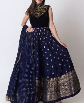 RAAS Women's Blue Anarkali Gown with Sequins and Cutdana Handwork on ...