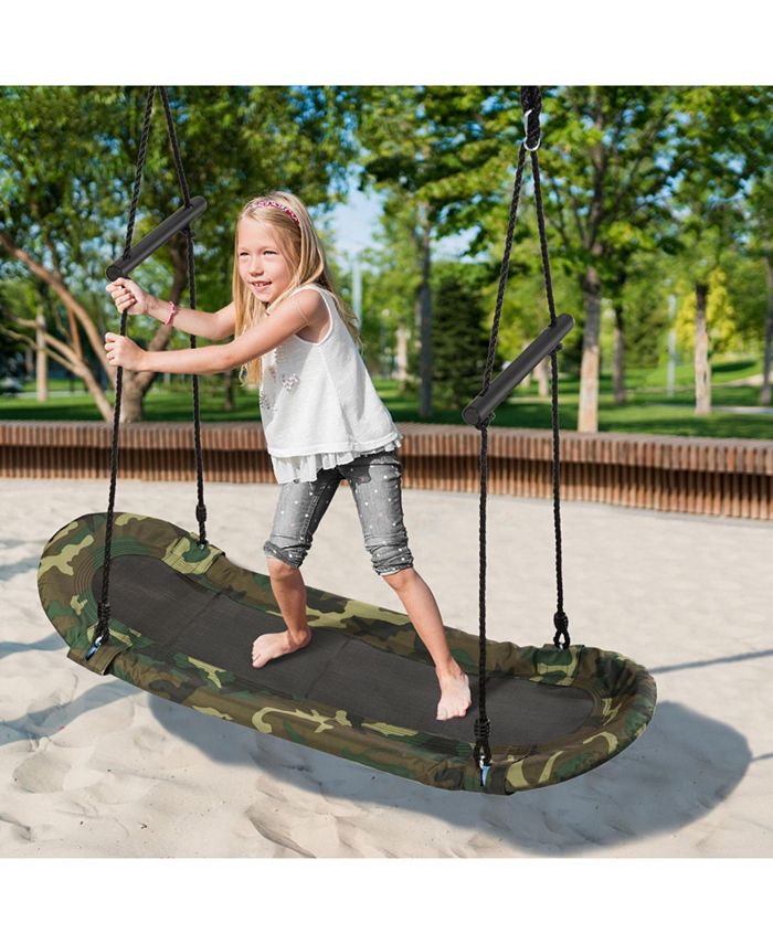 SUGIFT Saucer Tree Swing Surf Kids Outdoor Adjustable Oval Platform Set ...