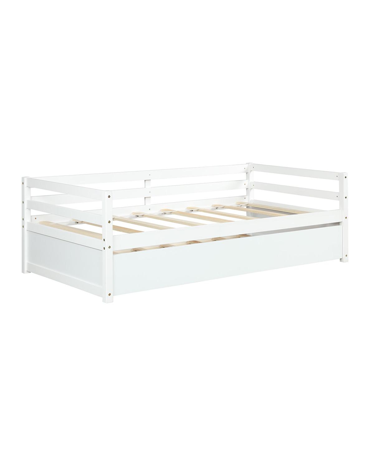 Click here for Costway Twin Size Trundle Daybed Wooden Slat Suppo... prices