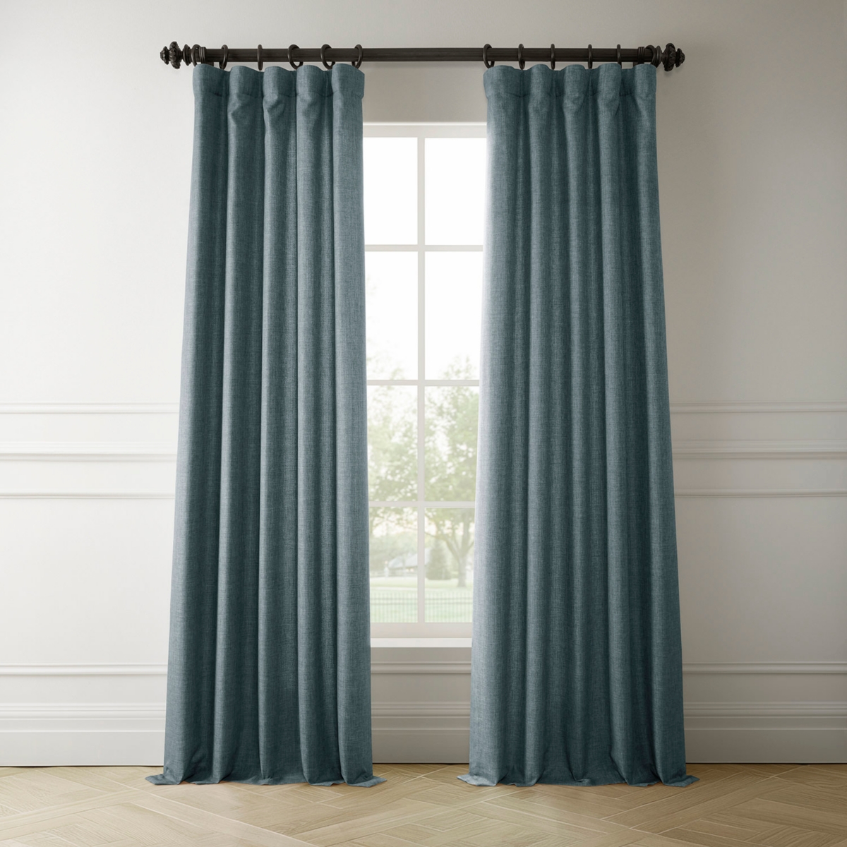 Click here for Half Price Drapes Sweden Blue Italian Faux Linen R... prices