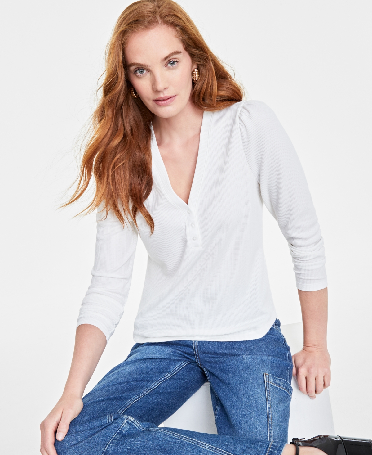 Click here for On 34th Womens V-Neck Waffle-Knit Top  Created for... prices