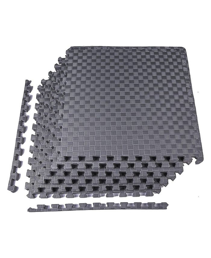 BalanceFrom Fitness 24 Sq Ft Interlocking EVA Foam Exercise Mat Tiles, Gray - Macy's