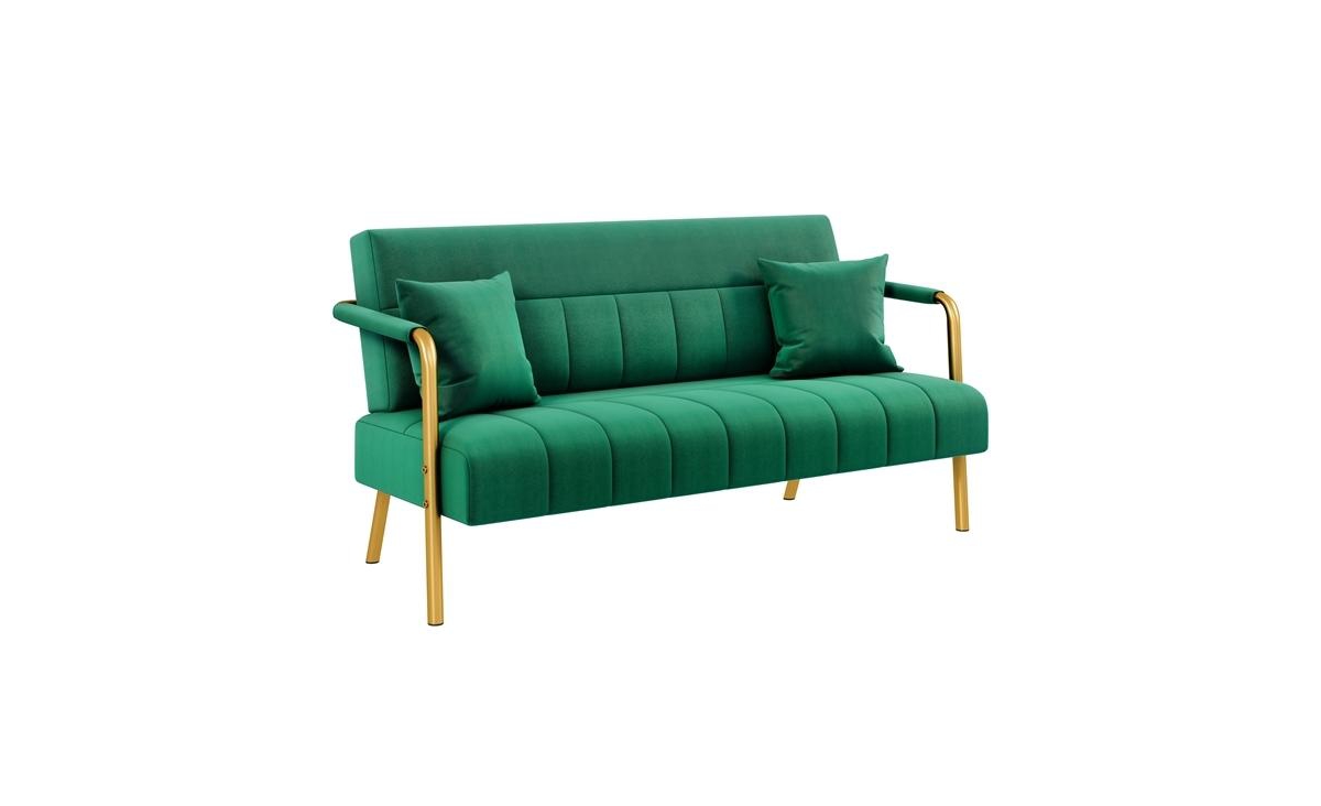 Click here for Yaheetech 56.5 W Upholstered Sofa Couch with Gold-... prices