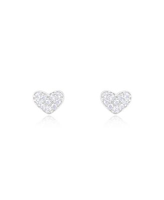 Etoielle White Gold Tone CZ Heart Studs - Macy's