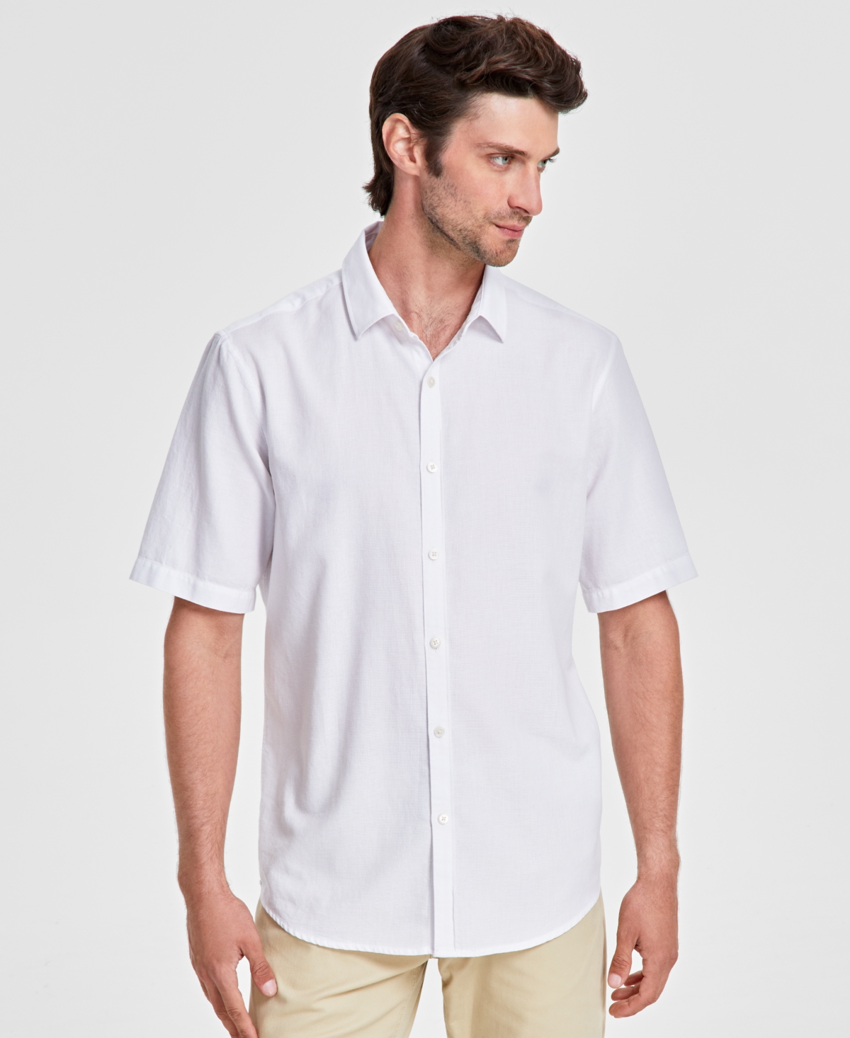 Click here for Alfani Mens Short-Sleeve Solid Textured Shirt  Cre... prices
