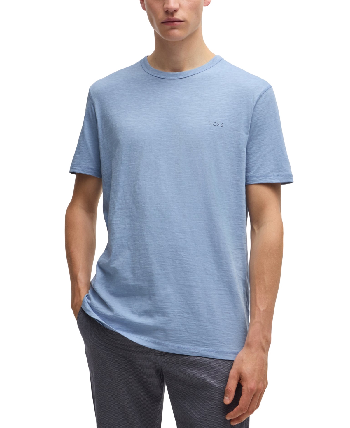 Click here for Boss by Hugo Boss Mens Slub-Cotton Logo Detail T-S... prices