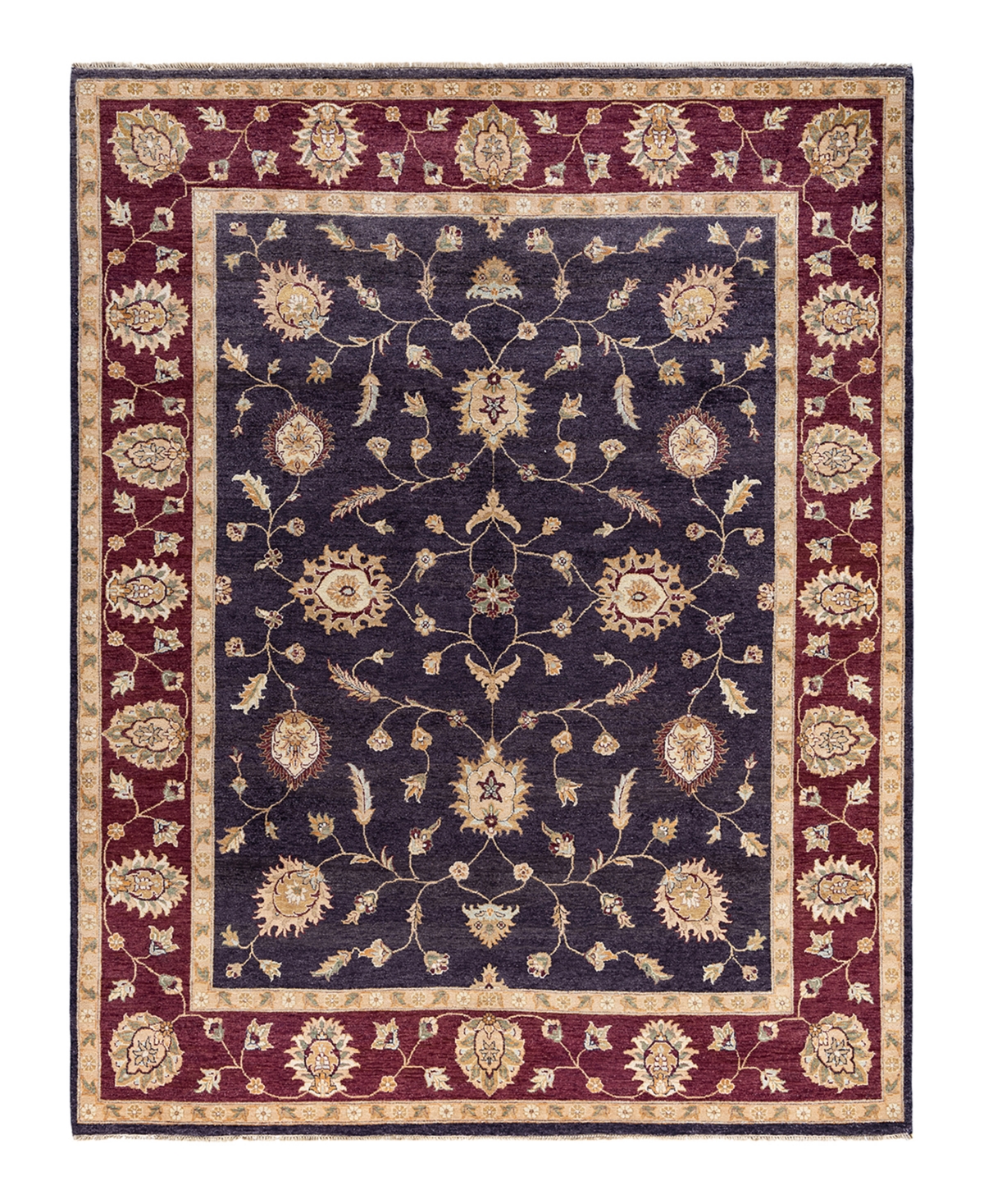 Adorn Hand Woven Rugs Indian Ooak M5918 81x101 Area Rug - Purple