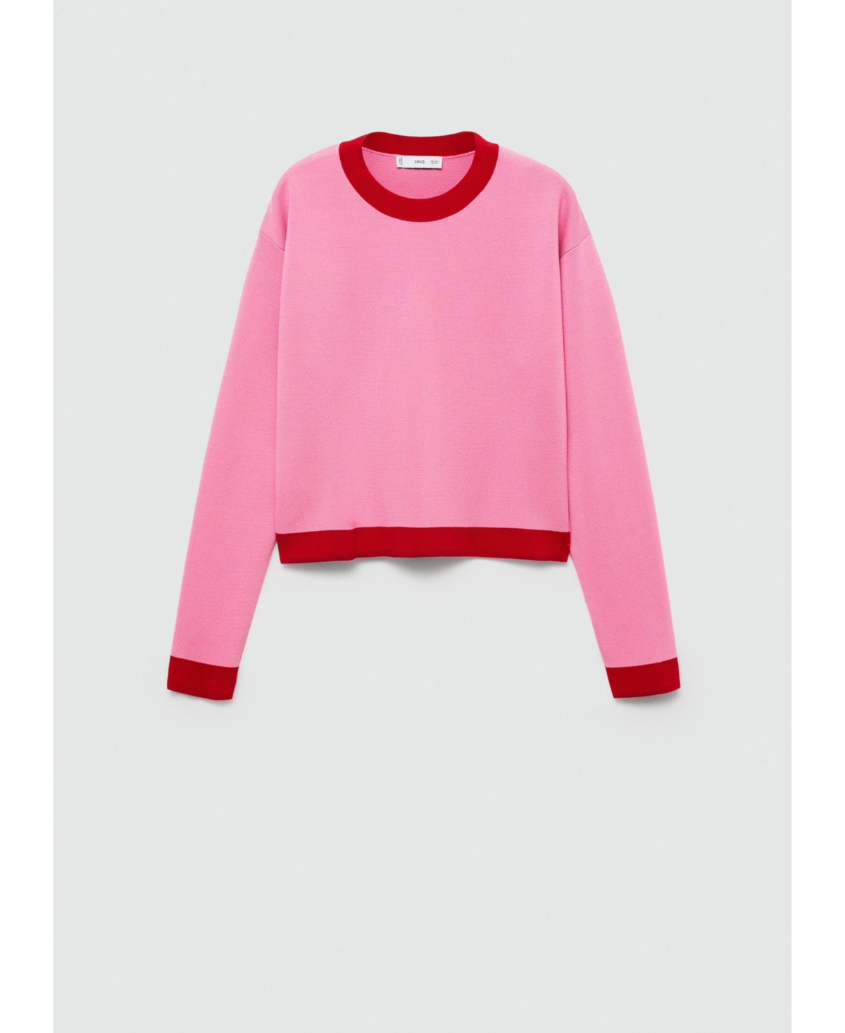 Click here for Mango Womens Contrast Trim Sweater - Pastel Pink prices