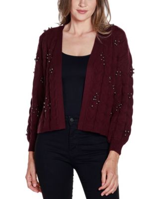 Belldini Women's Black Label Embellished Open-Front Cable Cardigan ...