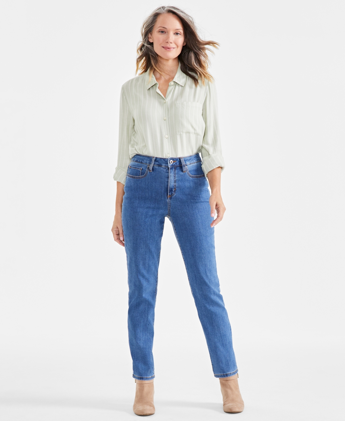 Click here for Style & Co Womens High Rise Straight-Leg Jeans  Re... prices