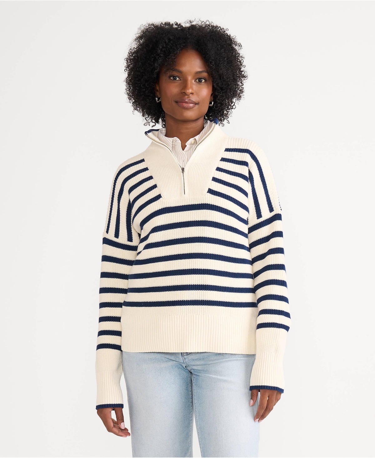 Click here for Lands End Womens Drifter Cotton Quarter Zip Pullov... prices