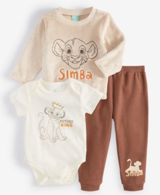Disney Baby The Lion King Simba Faux-Fur Top, Bodysuit & Pants, 3 Piece ...