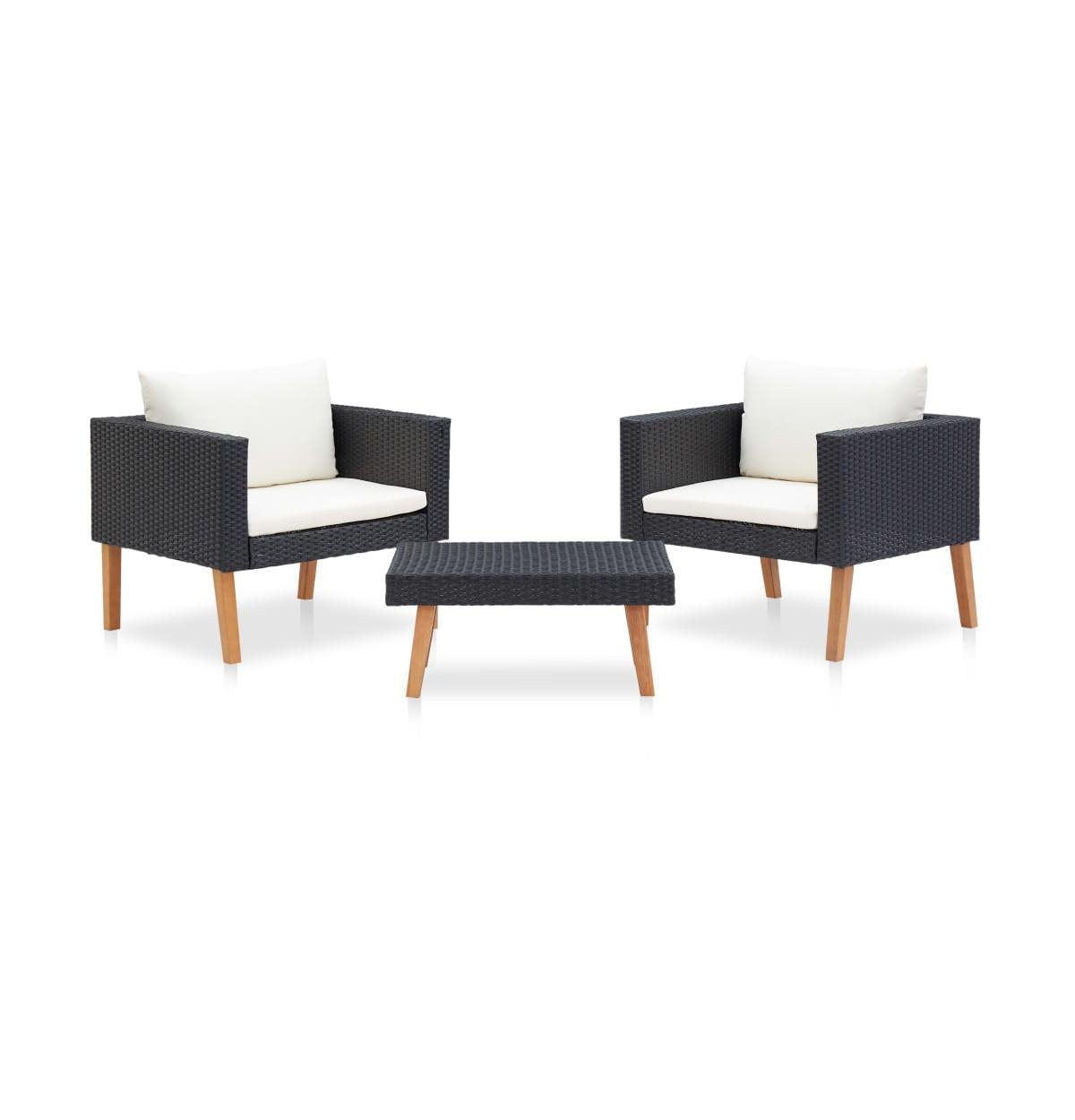 Click here for vidaXL 3 Piece Patio Lounge Set with Cushions Poly... prices