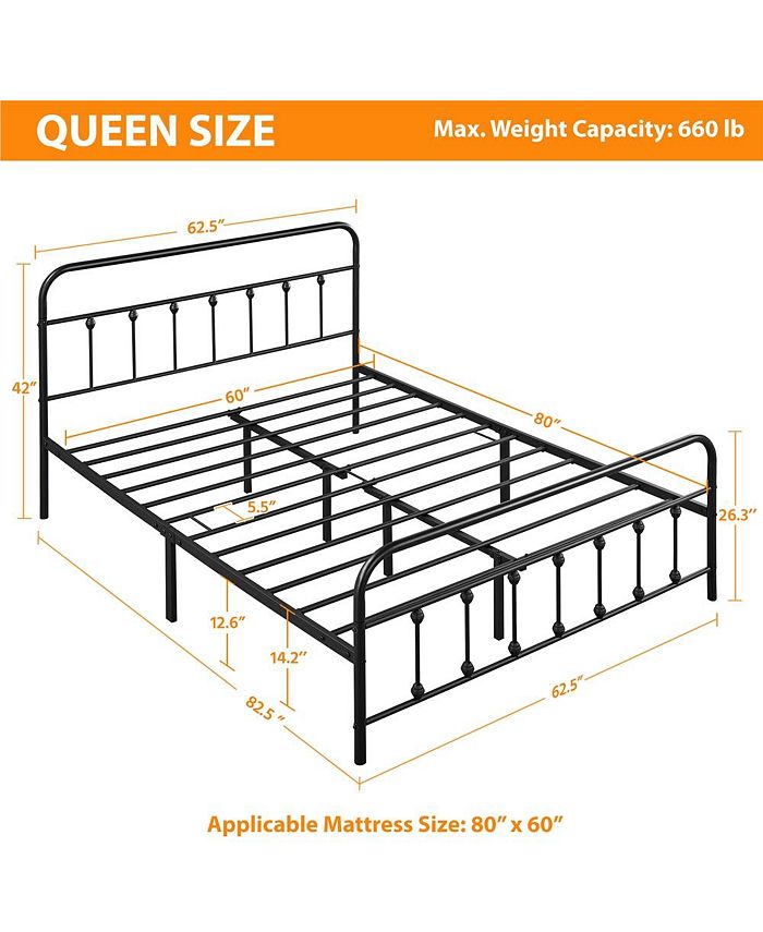 Yaheetech Classic Iron Platform Bed with High Headboard - Macy's