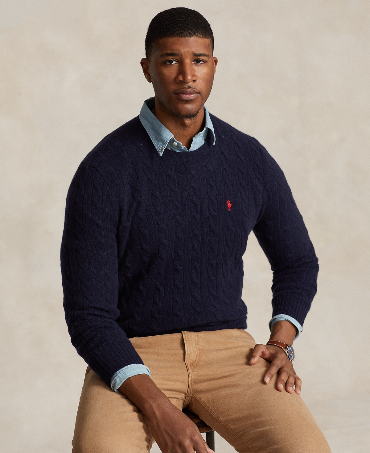 Click here for Polo Ralph Lauren Mens Big & Tall Cable-Knit Wool-... prices
