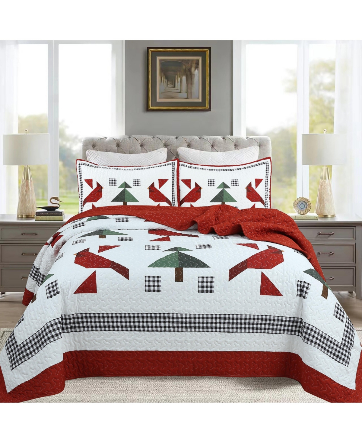 Click here for MarCielo 3 Pcs Winter Red Cardinals Christmas Quil... prices