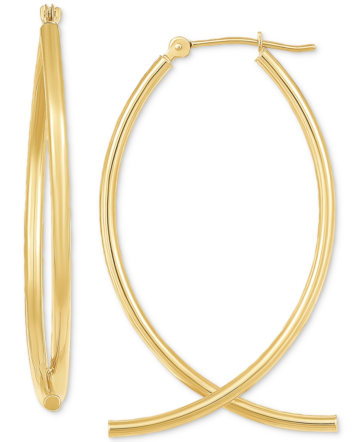 Click here for Polished Tube Bypass Medium Hoop Earrings in 14k G... prices