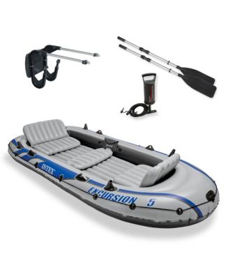 Intex Excursion 5 Person Inflatable Fishing Raft Boat with Composite ...