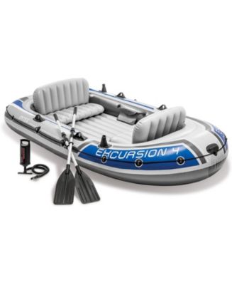 Intex Excursion 4 Person Inflatable Rafting and Fishing Boat Set with 2 ...