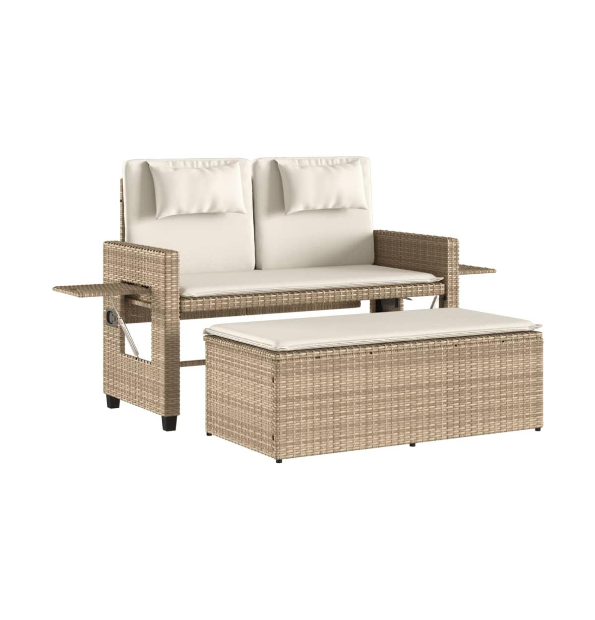 Click here for vidaXL Reclining Patio Bench with Cushions Beige P... prices